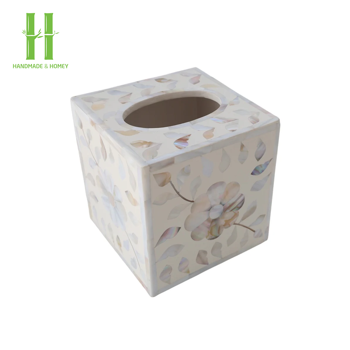 Tissue Box & Trash Bin: TM 056 Mother of Pearl Inlay Tissue Box